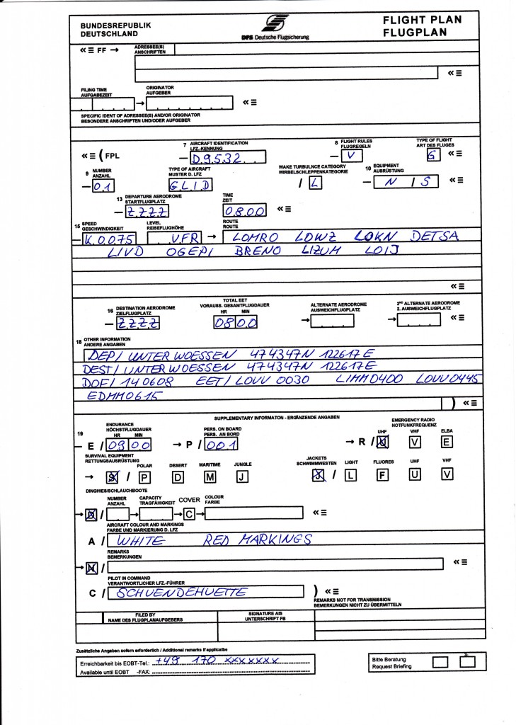 Flugplanaufgabe bei grenzüberschreitenden Segelflügen in Österreich ...